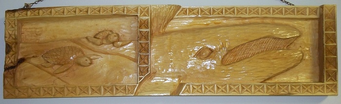 Wood Carvings Deep Relief Carving The Sea Life Hand Carved Wildlife ...