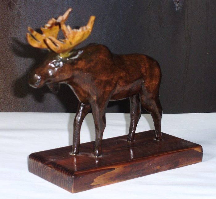 Wood Carvings Woodcarving Young Bull Moose Hand Carved Wildlife | This ...