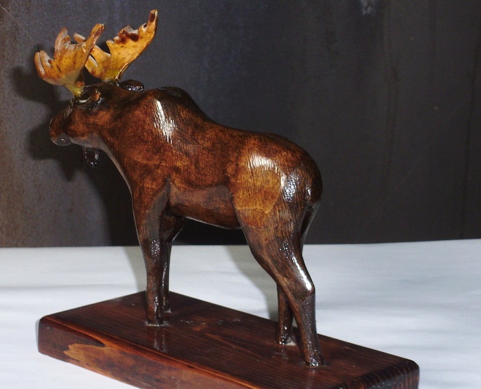 Wood Carvings Woodcarving Young Bull Moose Hand Carved Wildlife | This ...