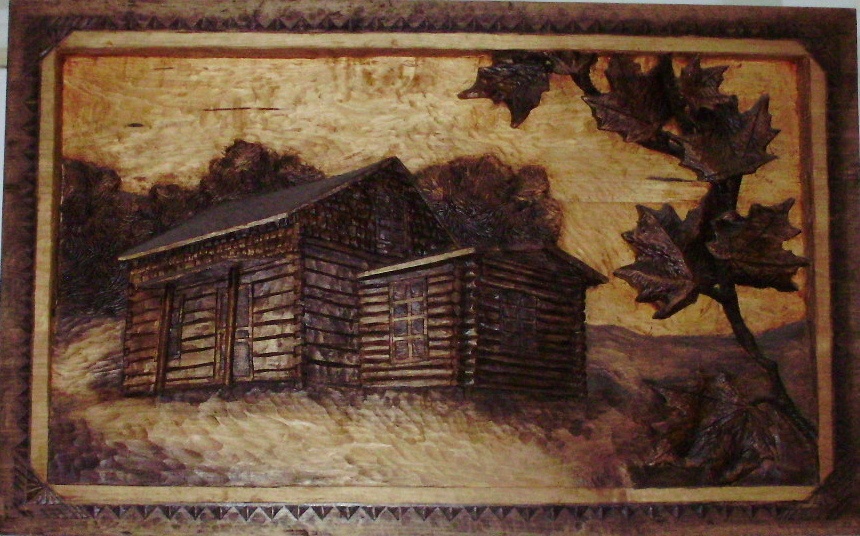 Wood Carvings Ahmeek Cabin Hand Carved Buildings | Hand Wood Carved Cabin