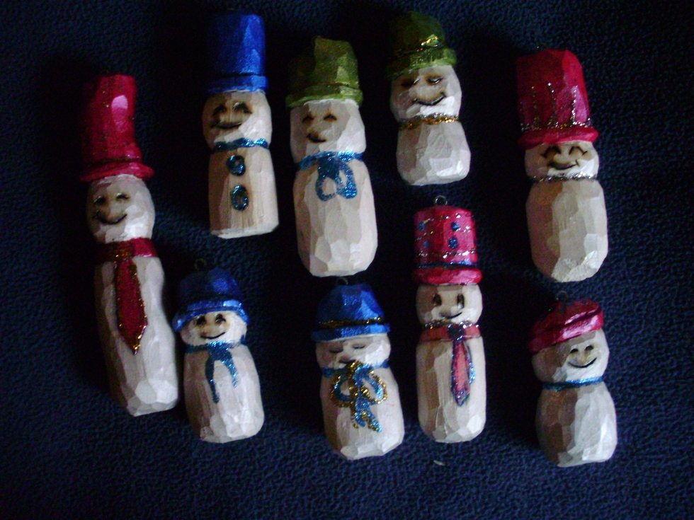 Wood Carvings Hand Carved Snowman Collections Wood Carvings Seasonal ...